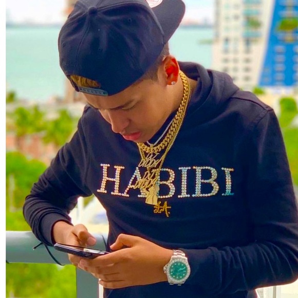 HABIBI | Shirts | Classic Black Habibi Hoodie With Crystals | Poshmark